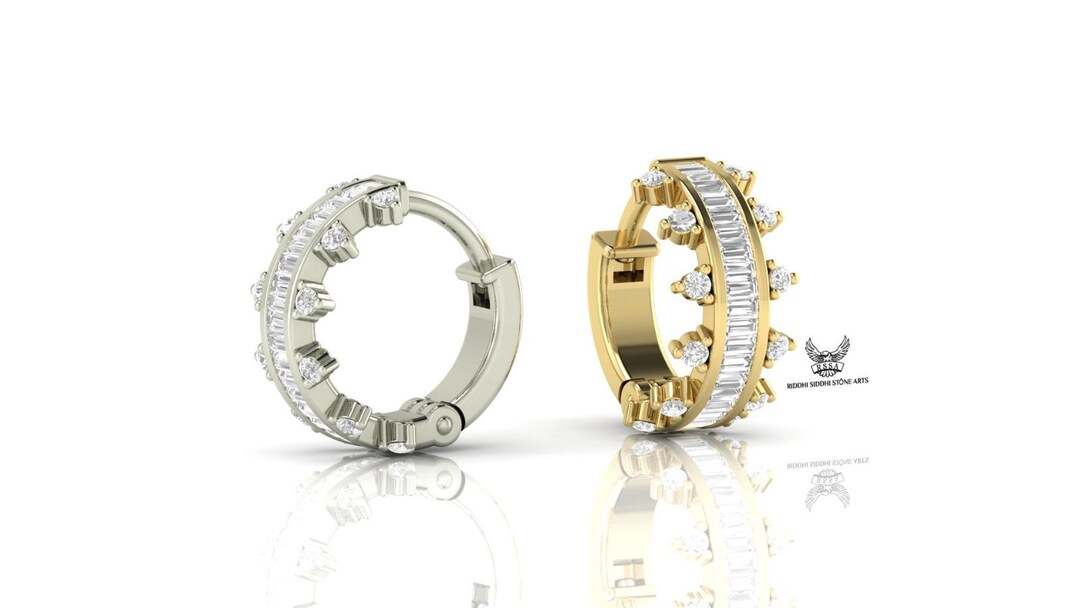 14k Gold Diamond Daith Earring, Ladies Nose Ring - Etsy