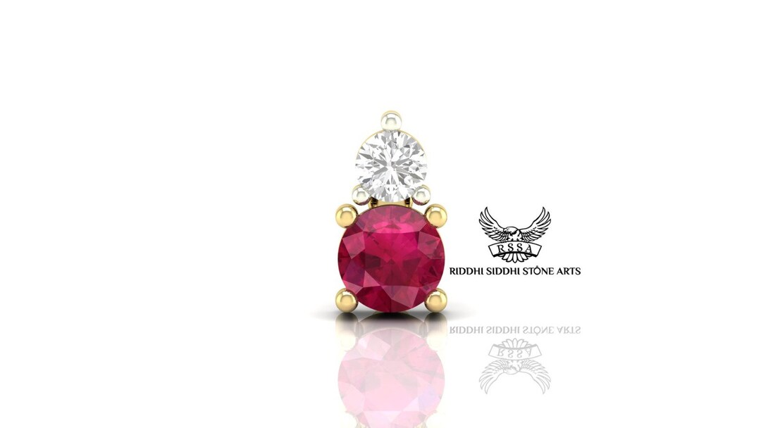 14K Gold Nose Pin: Ruby Diamond Stud Nose Piercing - Etsy