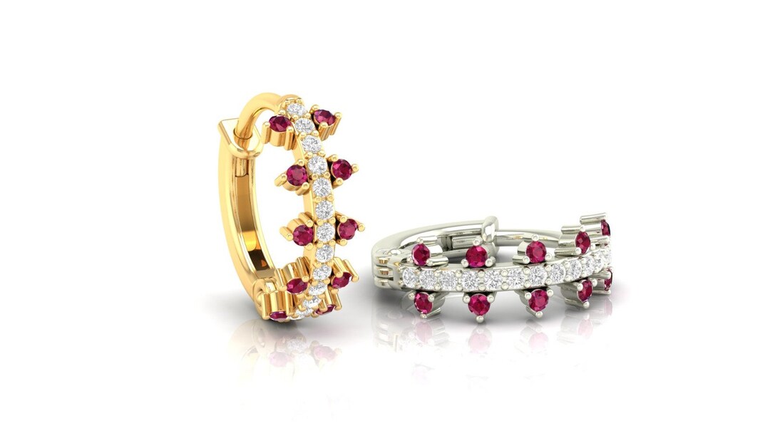 14K Gold Diamond & Ruby Nose Ring, Daith Earring - Etsy Australia