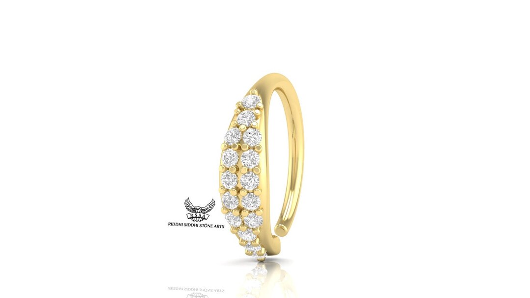 14K Gold Diamond Nose Ring: 18 Gauge Hoop Piercing, Ladies , Wedding ...