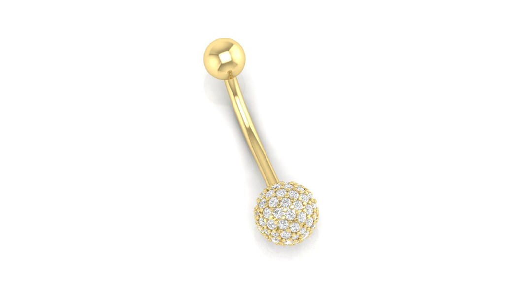 14k Navel Piercing Round Belly Button Ring Rook Belly - Etsy