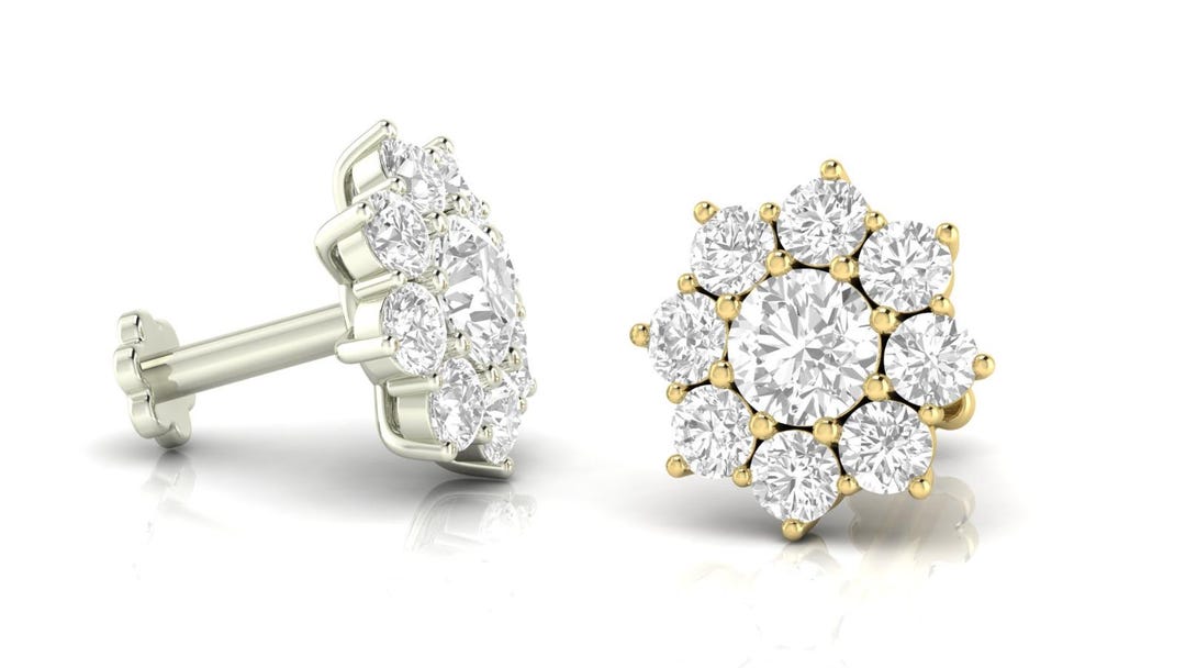 14k Yellow Gold Lab Grown Diamond Nose Pin, Nose Pin, Girl Nose Pin ...