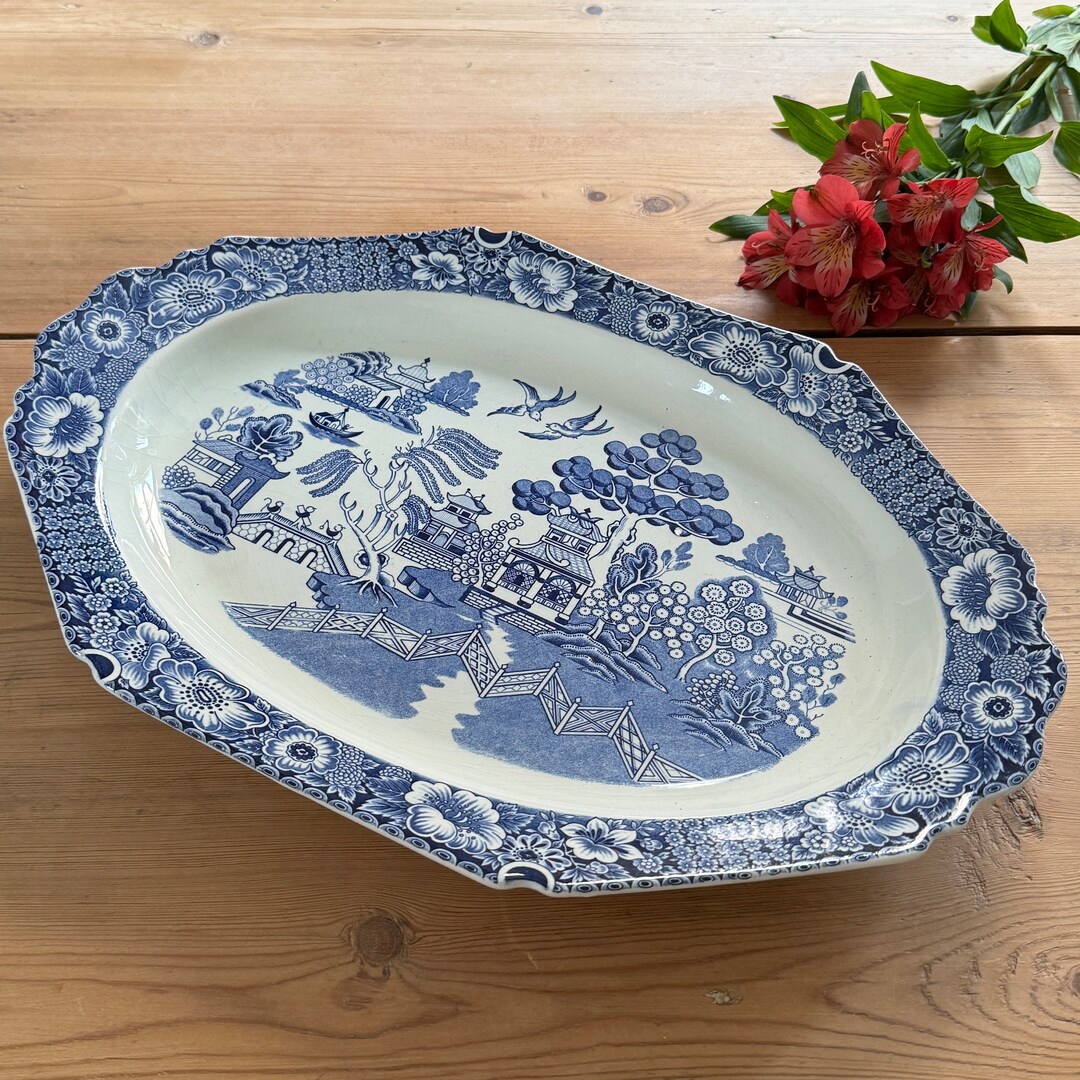 Large Vintage Blue and White Meat Plate Serving Plate Lovely Ref - Etsy UK