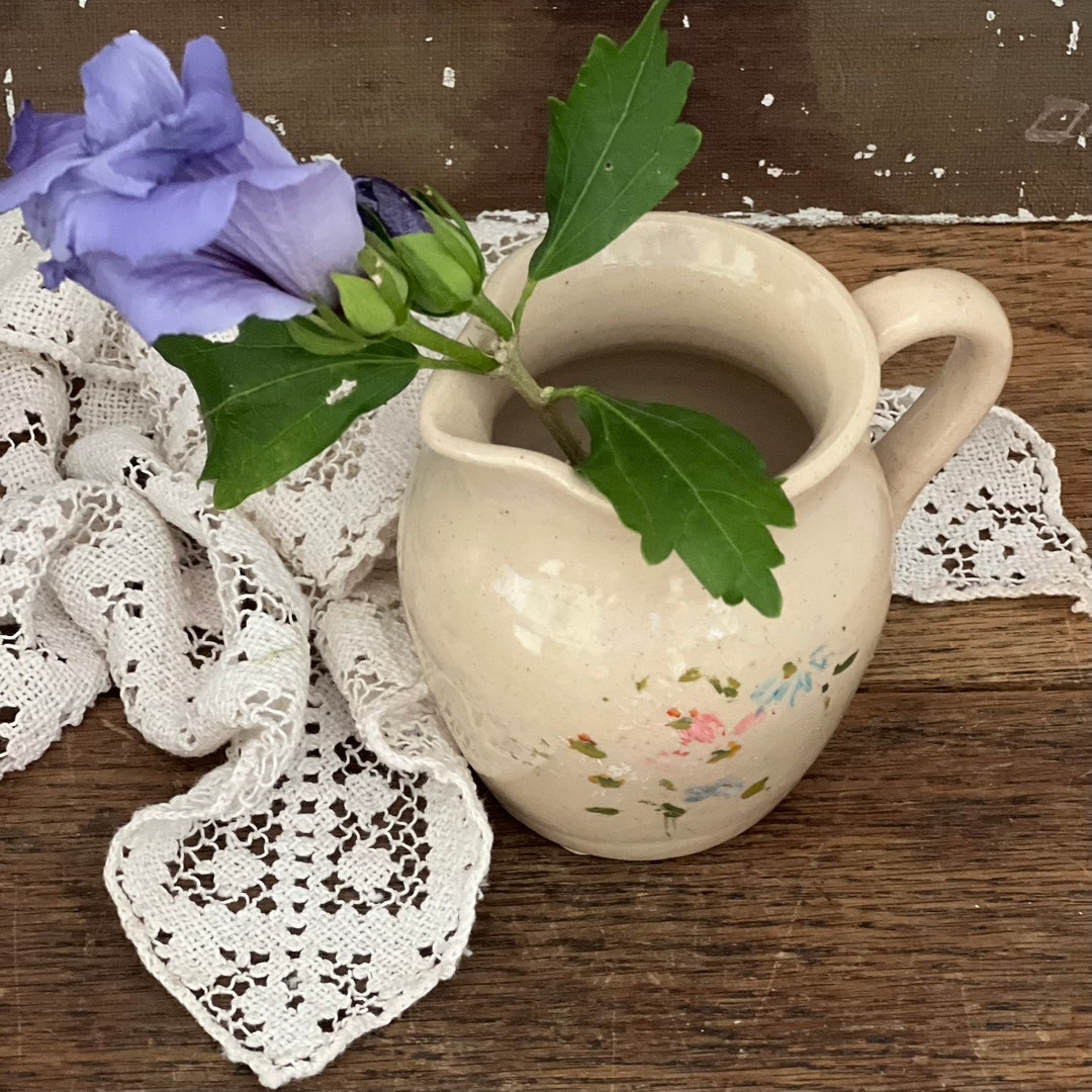 Little Pottery Jug Worn Floral Design - Etsy