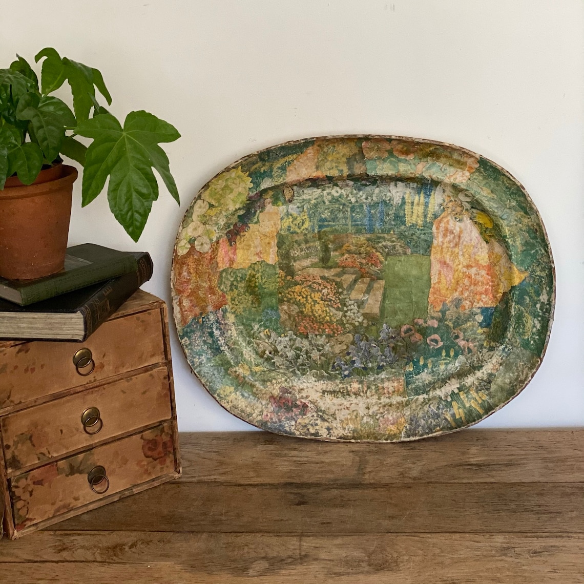 Vintage Decoupage Very Large Oval Plate Wall Display Florals | Etsy UK