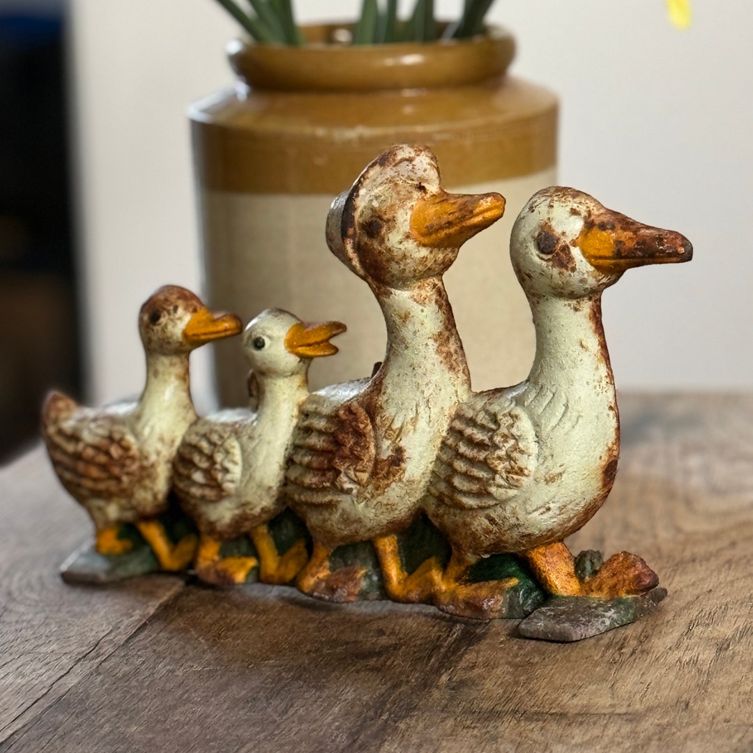 Vintage Cast Iron Geese Door Stop Country Rustic Age and Wear Ref - Etsy