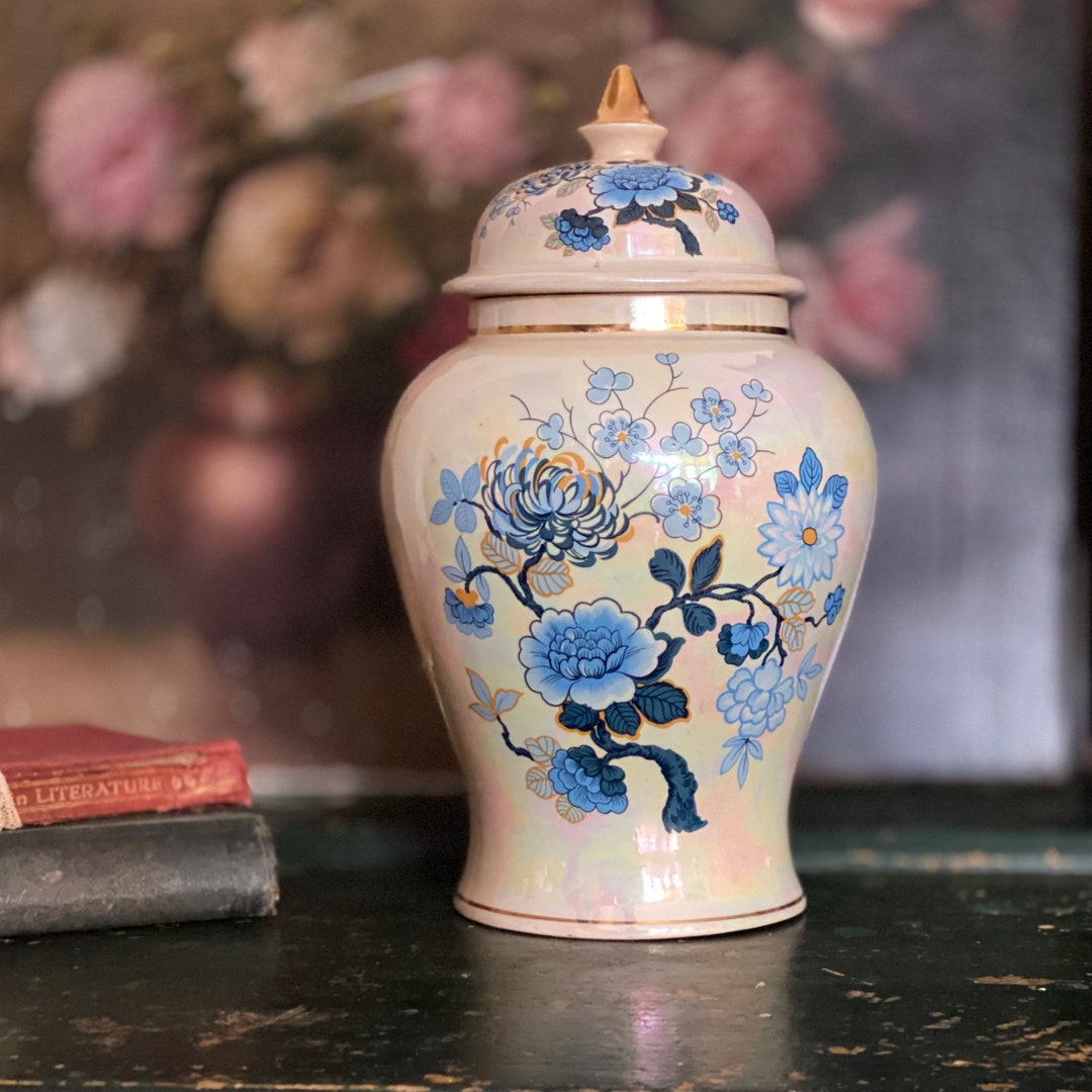 Large Vintage Ginger Jar Sadler Lustreware Blue Floral Ginger Jar Ref ...