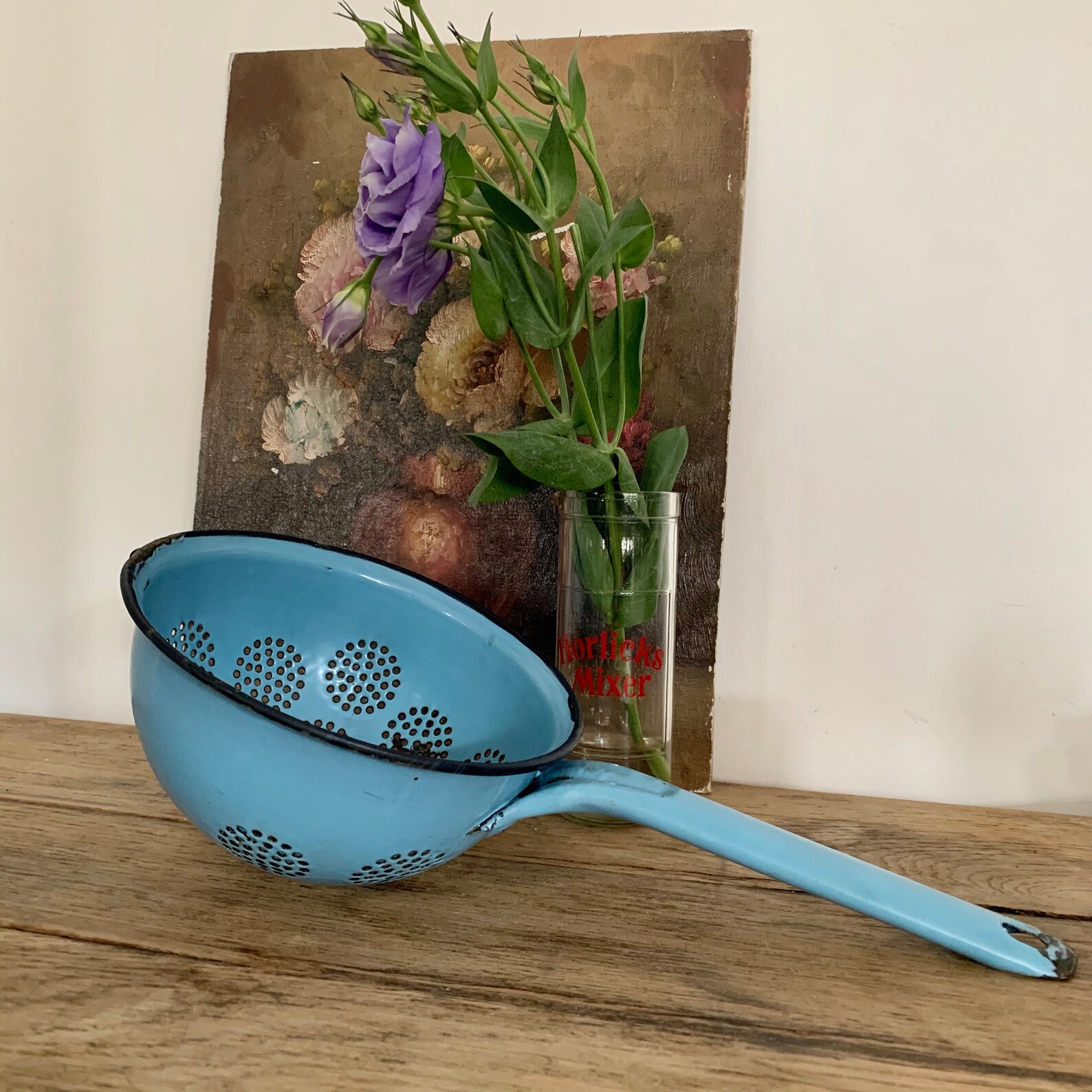 Small Blue Vintage Enamel Colander Strainer Kitchenalia Rustic - Etsy