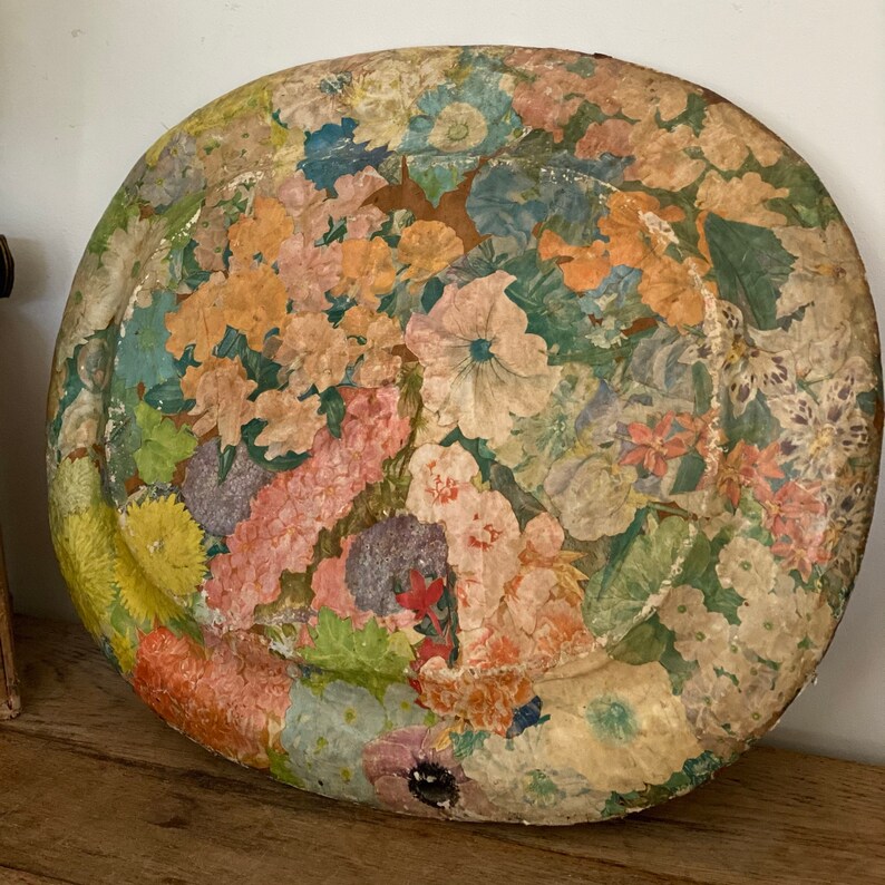 Vintage Decoupage Very Large Oval Plate Wall Display Florals | Etsy UK