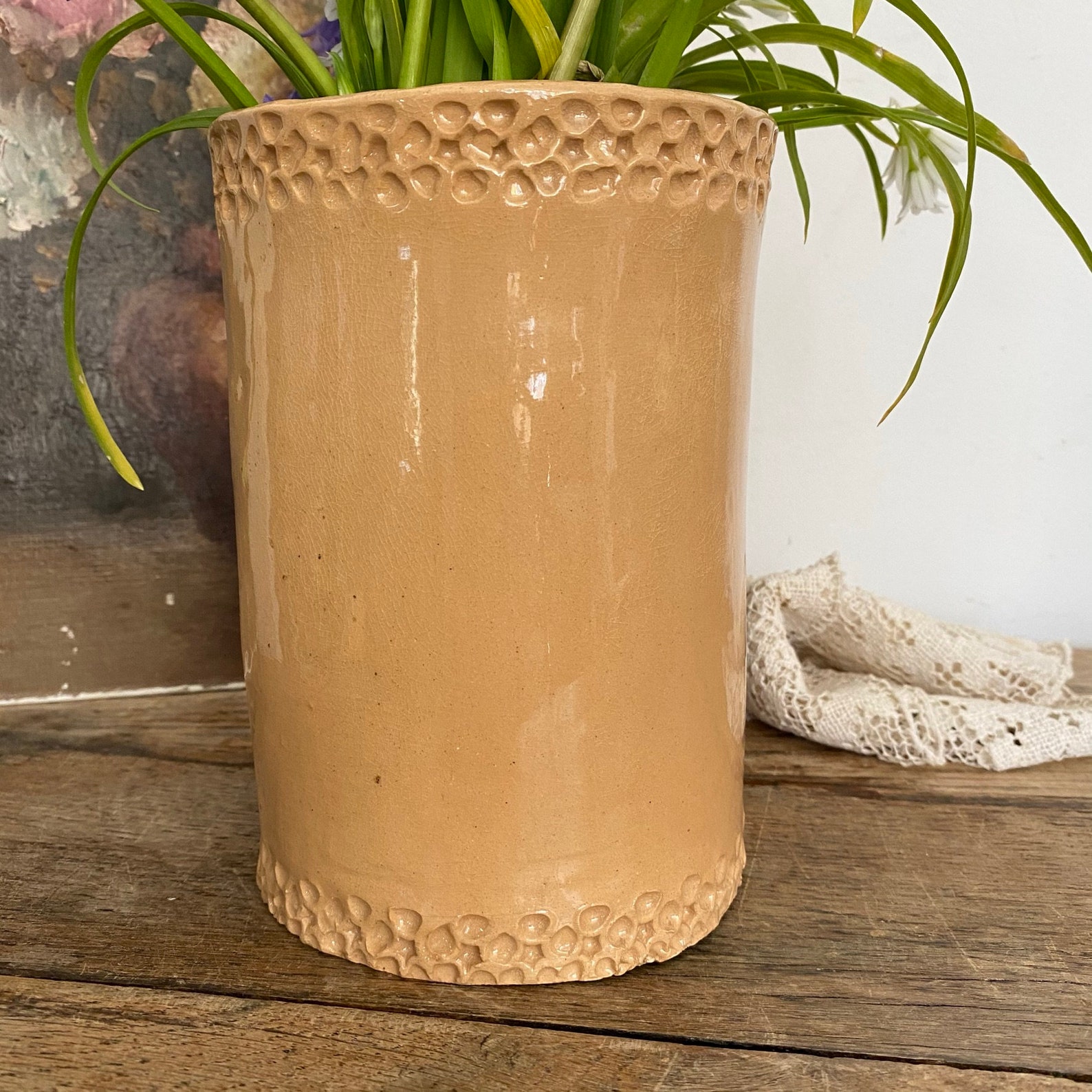 Hand Made Pottery Vase Floral Hand Painting Rustic Charm - Etsy UK