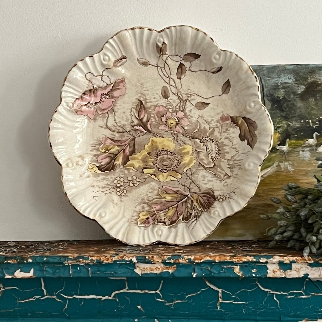 Antique Dunn Bennett & Co Florence Floral Trinket Dish Plate Bowl Age ...