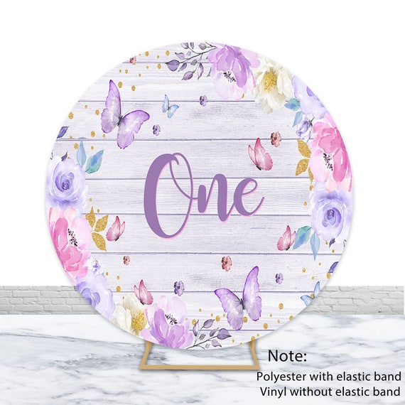 One Sign Flowers Butterfly Round Photo Backdrop Happy 1st | Etsy