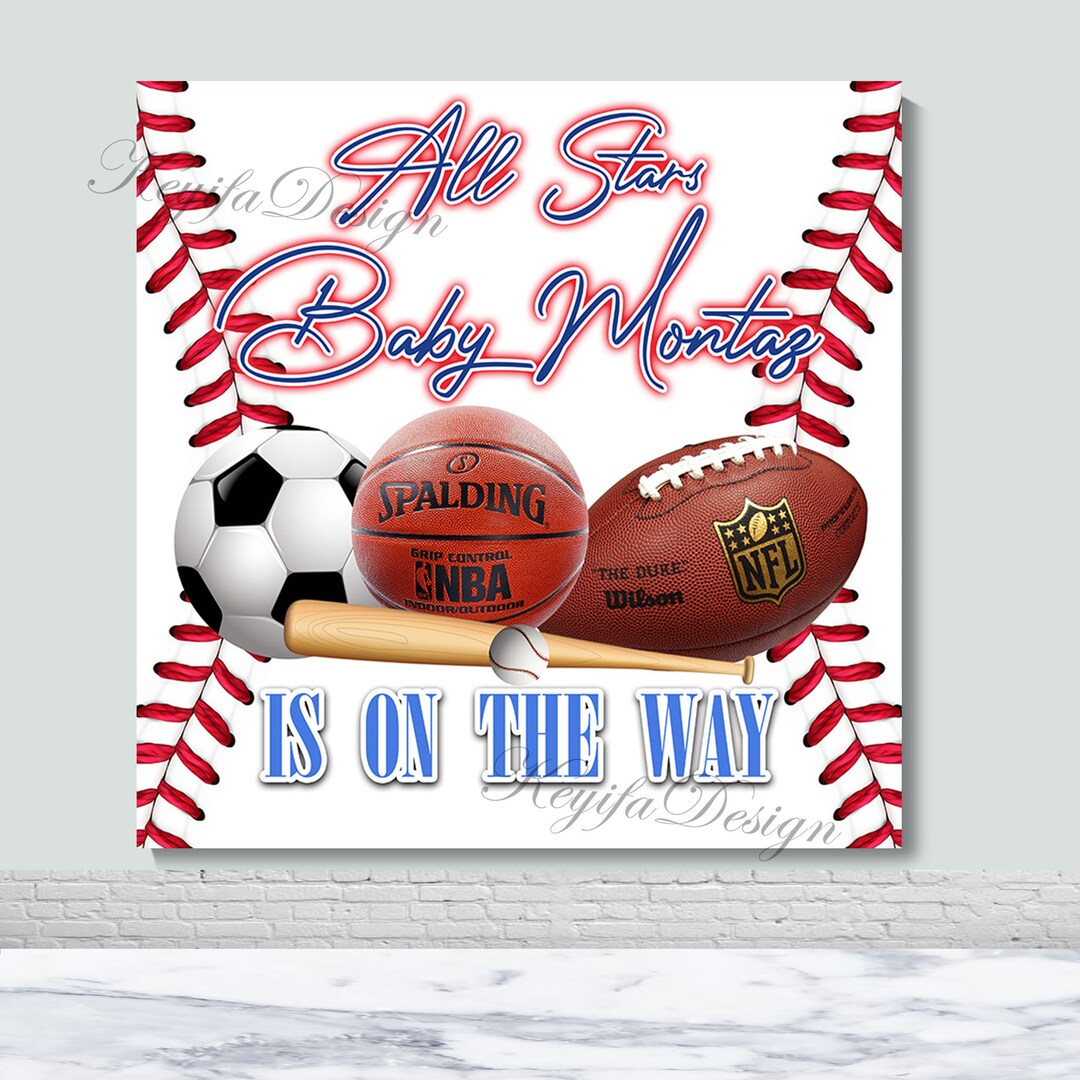 All Star Custom Birthday Backdrop Basketball Football Baseball American ...