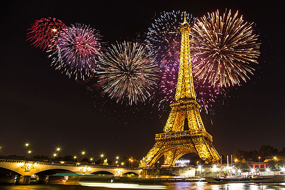 Paris Eiffel Tower Photography Backdrop Fireworks Birthday Party ...
