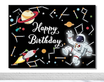 Space Astronaut Birthday Backdrop - Etsy