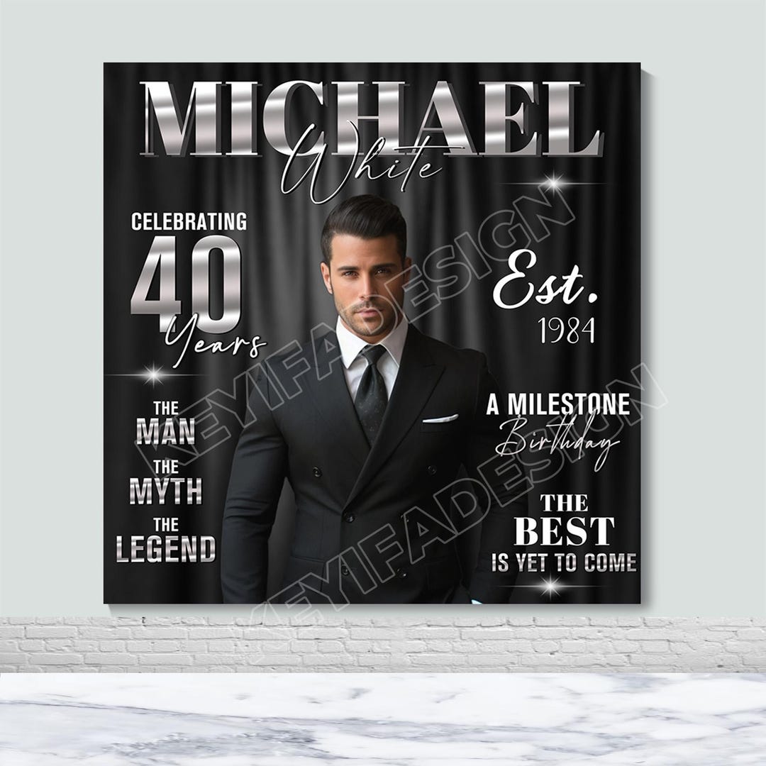 Magazine Cover Birthday Backdrop 30th 40th 50th Birthday Photo Backdrop ...