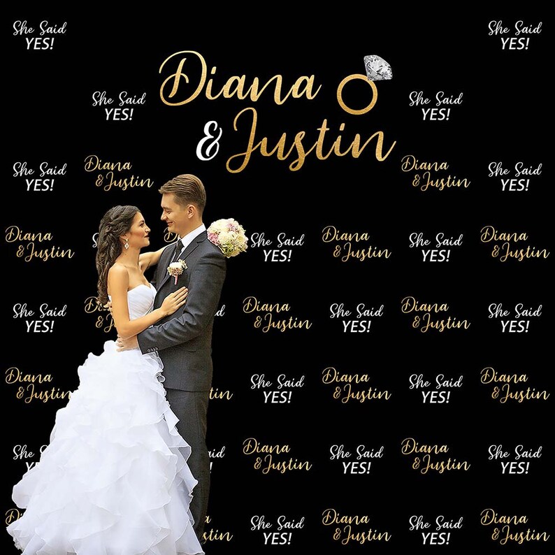 She Said Yes Step and Repeat Photo Background Engagement Party - Etsy