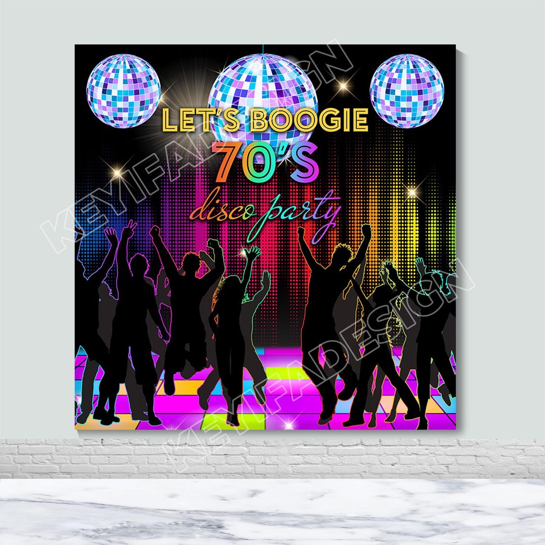 Let's Boogie Backdrop Custom 70s Disco Party Background Back to 70s 80s ...