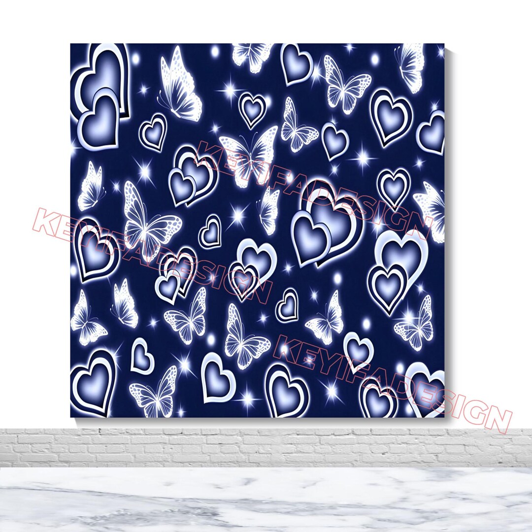 Early 2000s Butterfly Heart Backdrop 30th 40th 50th Birthday Background ...