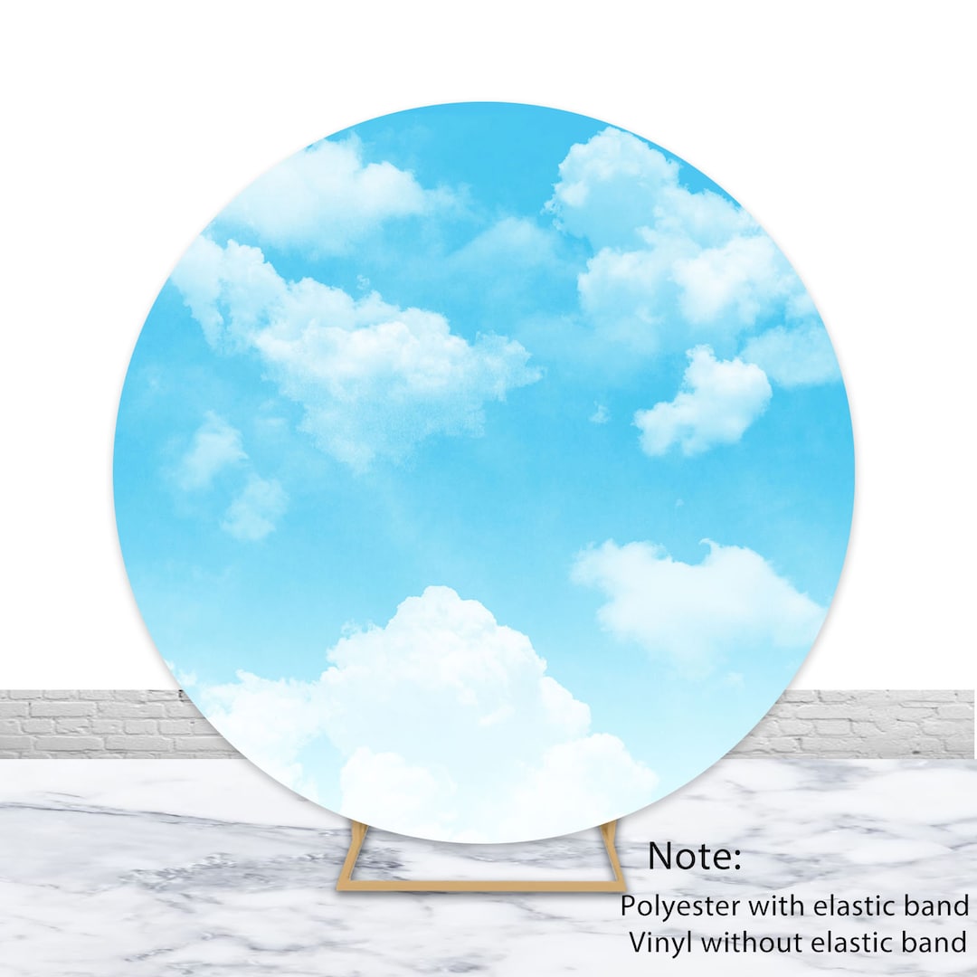 Blue Sky Clouds Round Photography Backdrop Birthday Wedding Baby Shower ...