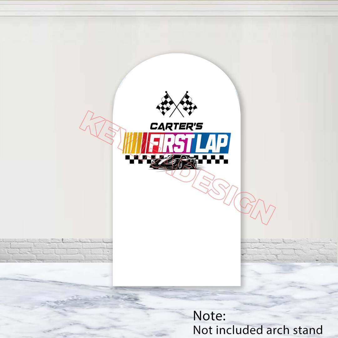 First Lap Arch Cover Fast One Birthday Backdrop Custom Polyester Double ...