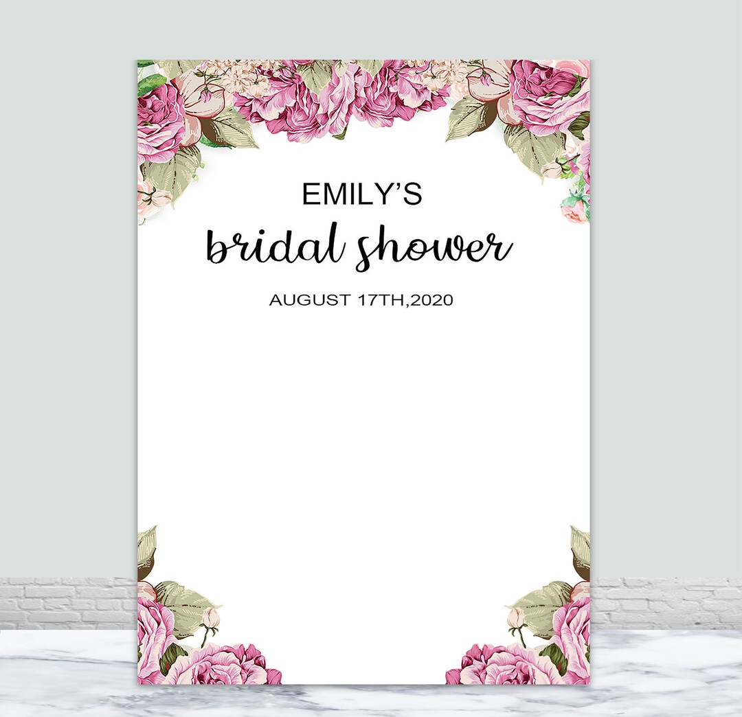 Custom Wedding Bridal Shower Photography Backdrops Pink Flowers White ...