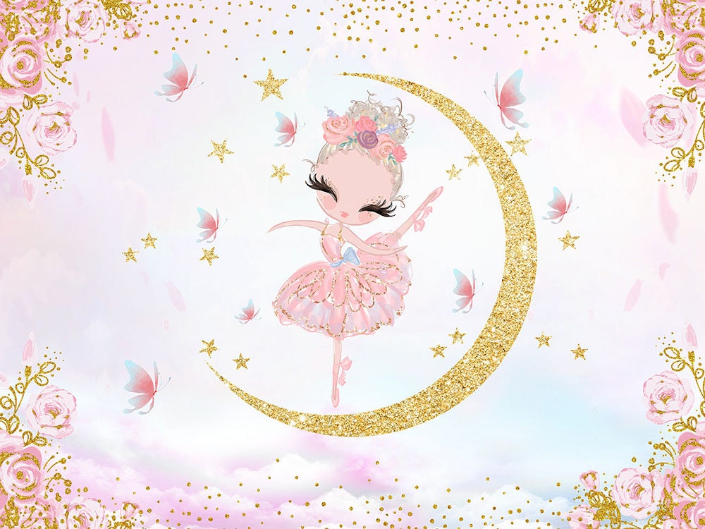Ballet Dancer Pink Photography Backdrop Girl Birthday Baby Shower Photo ...