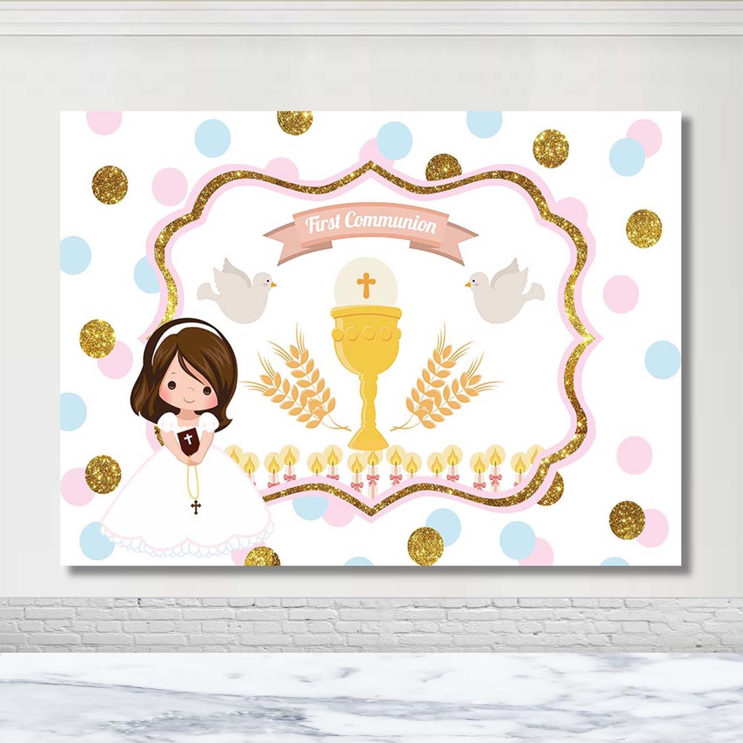 Holy First Communion Girl Photo Backdrop Sweet One Birthday Photography ...