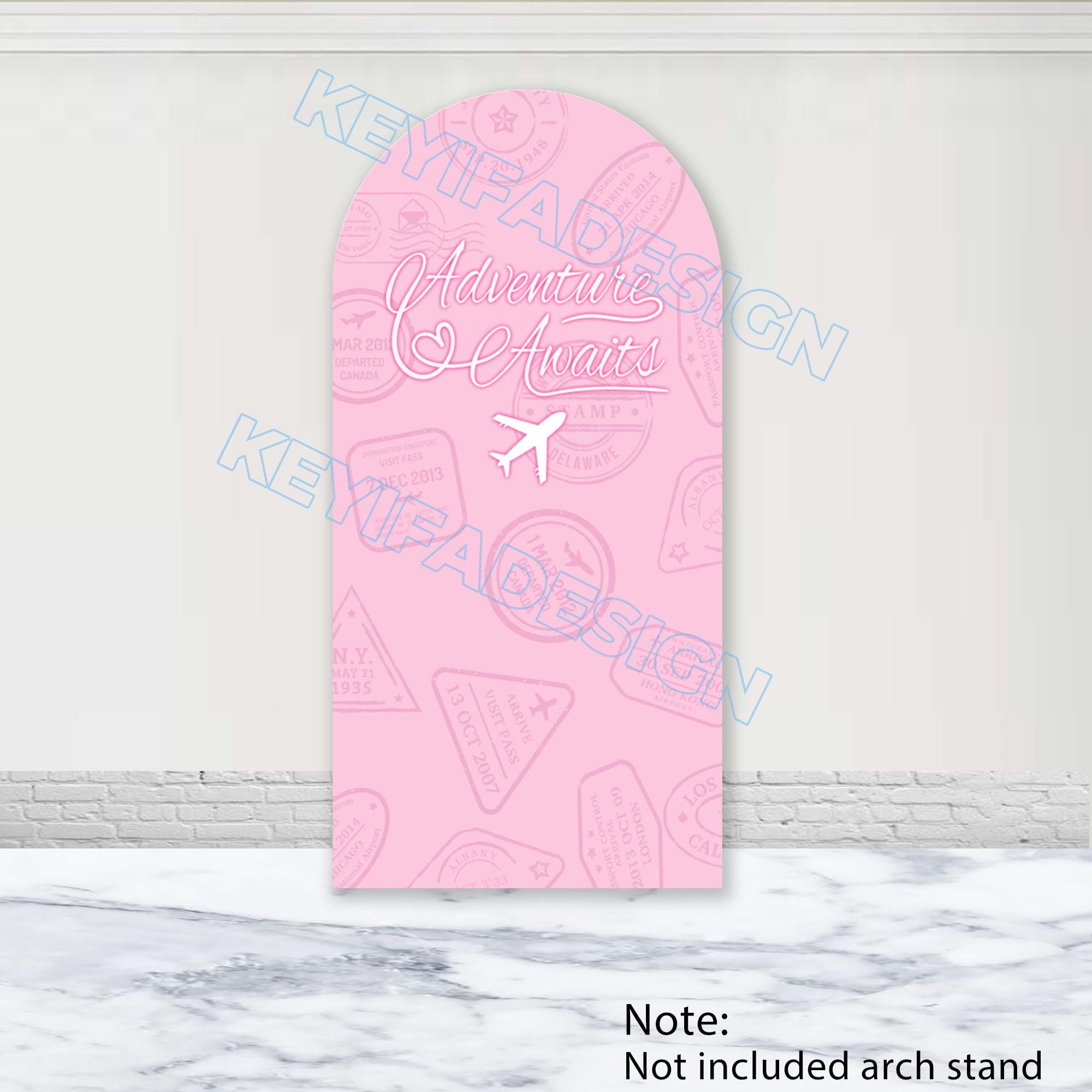 Adventure Awaits Baby Shower Arch Cover Custom Polyester Double-sided ...