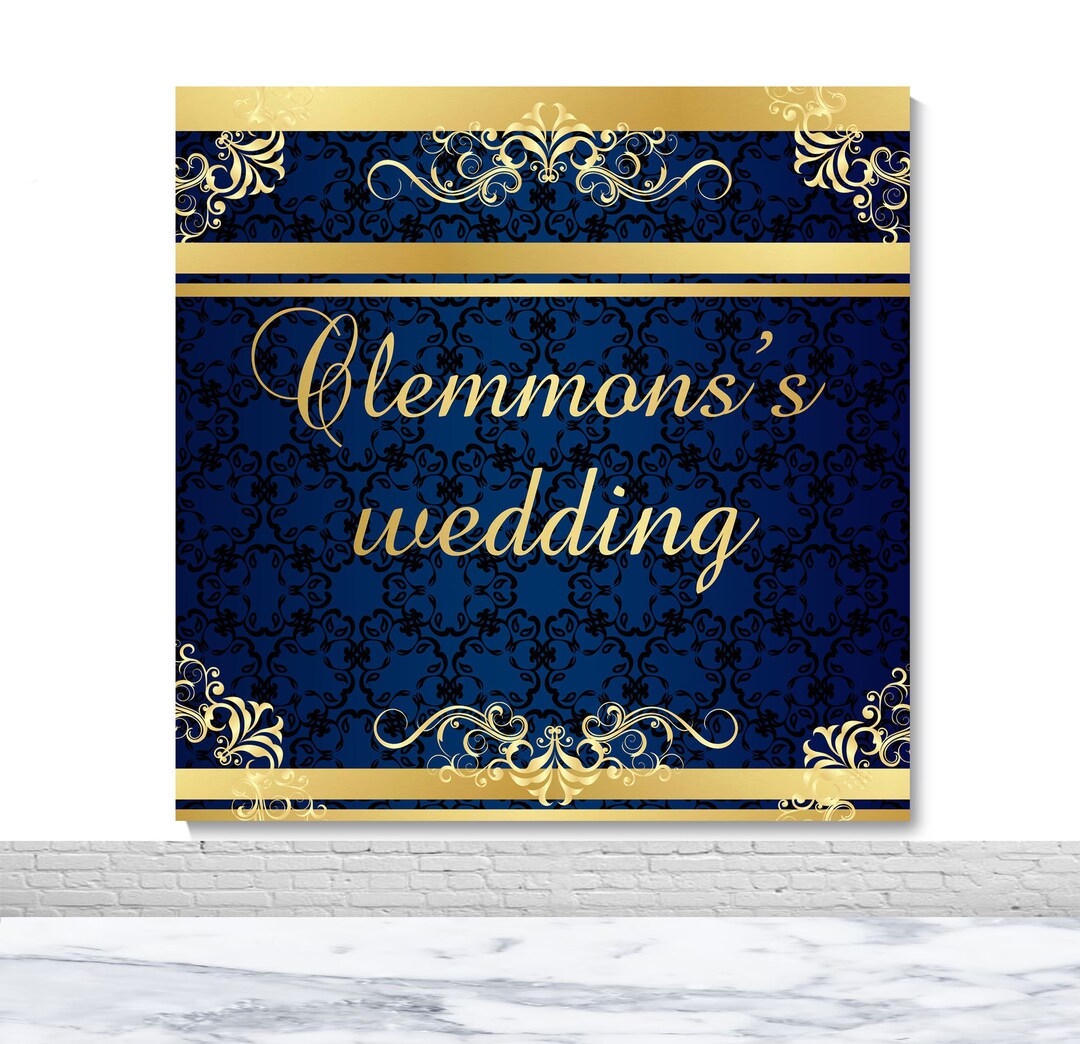 Navy Blue Gold Spirals Photography Backdrop Wedding Birthday Photo ...