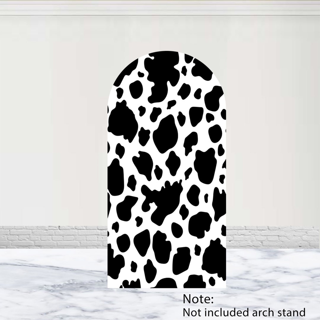 Cow Print Arch Backdrop Birthday Party Backdrop Black and White ...