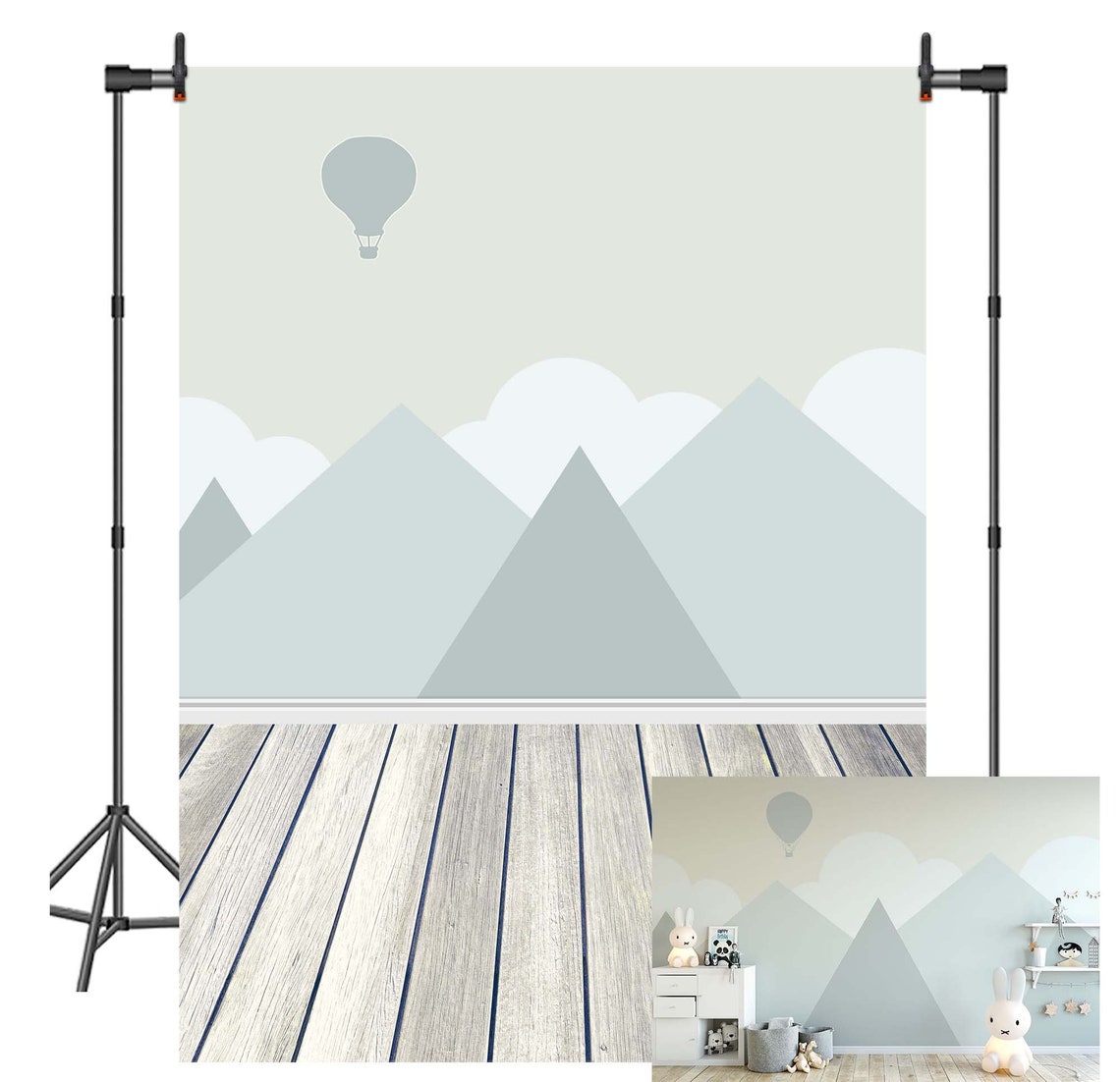 Mint Green Mountain Photography Backdrops Kids Birthday Room Decor Wood ...