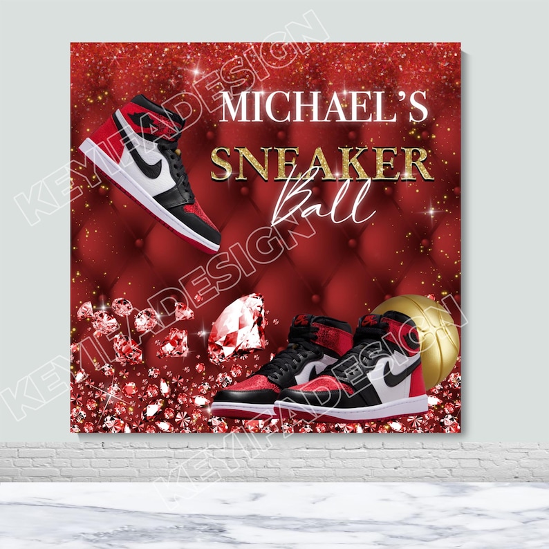 Sneaker Ball Birthday Backdrop Custom Sneaker Gala Background ...