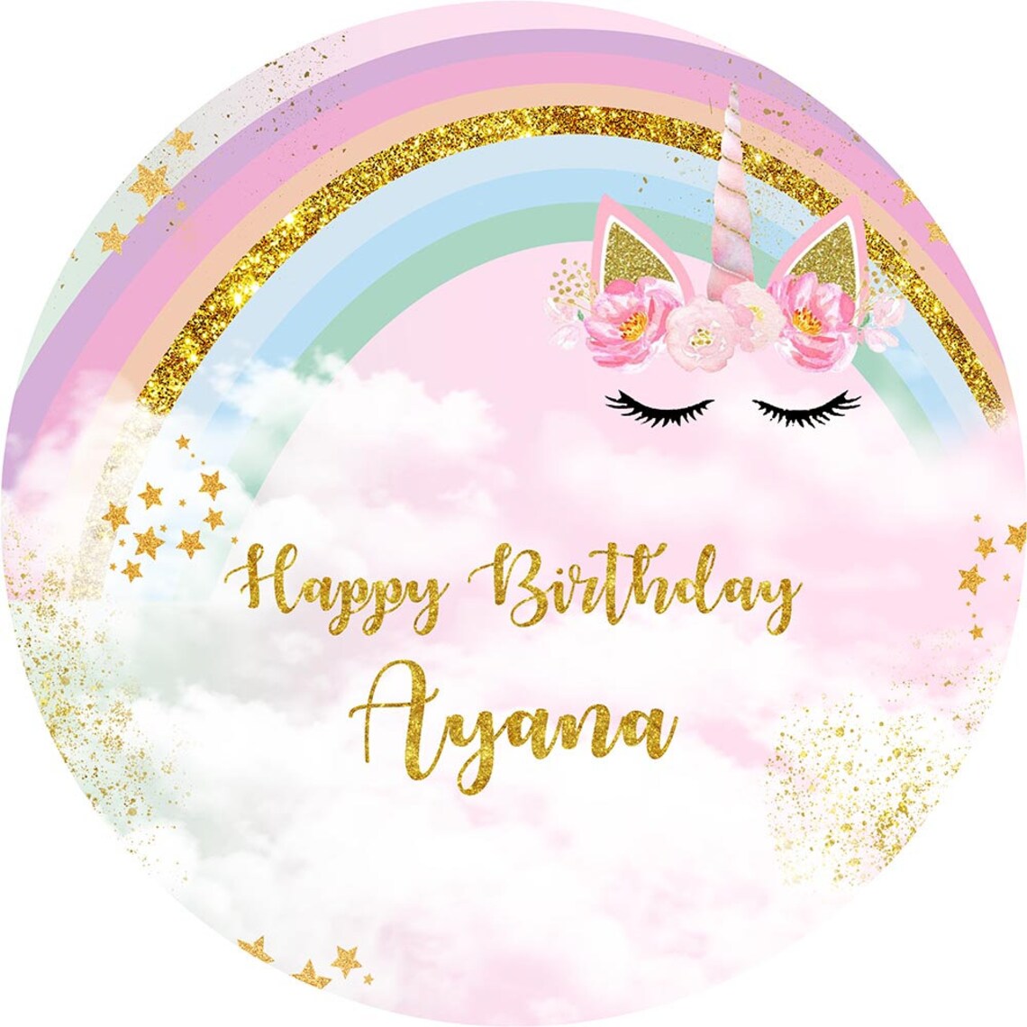 Rainbow Unicorn Round Photo Backdrop Girl 1st Birthday Pink Photography ...