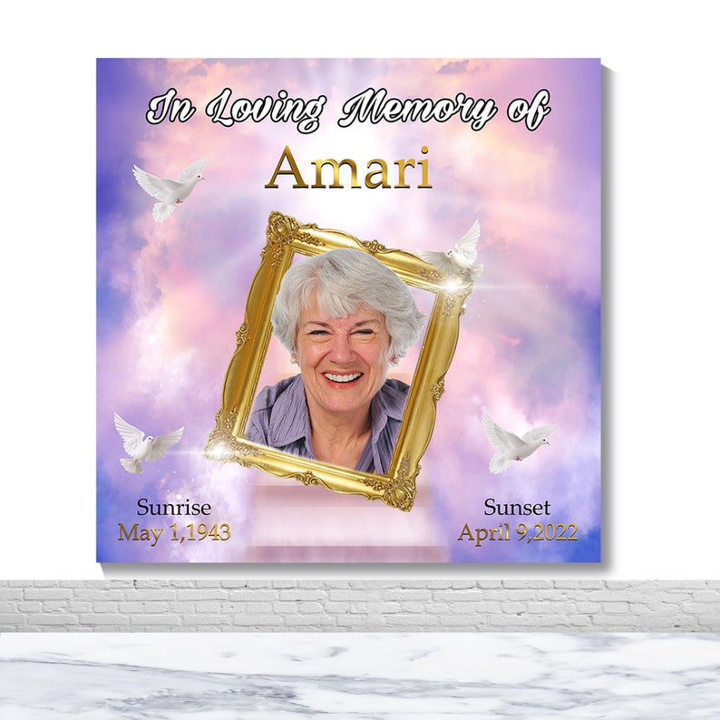 In Loving Memory Heaven Backdrop Dove of Peace Memorial - Etsy