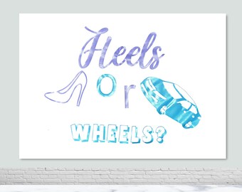 Gender Reveal Party Photography Backdrop Heels or Wheels Baby | Etsy