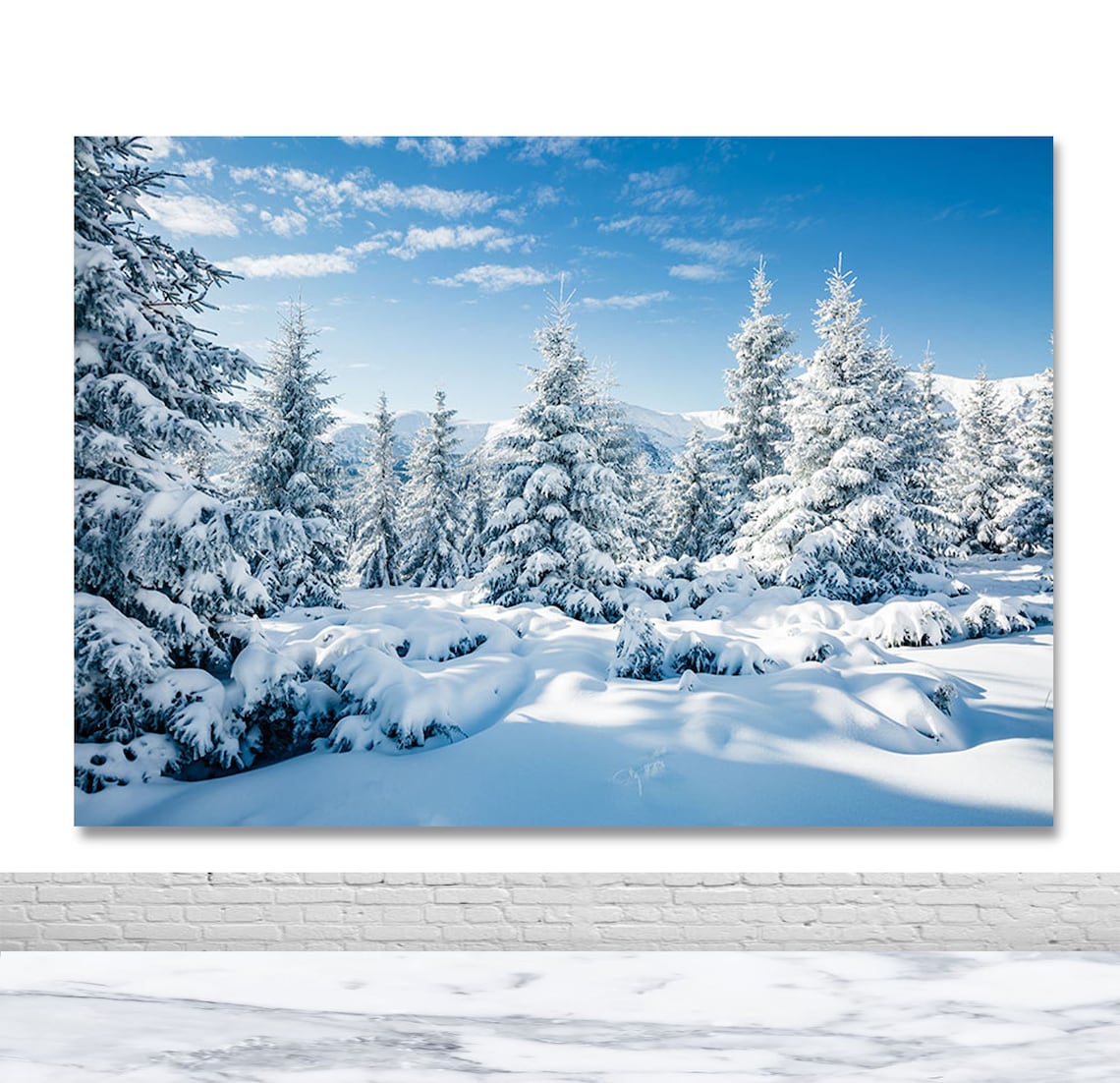 Winter Snow Photography Backdrop Snowflakes Pinetree Natural - Etsy