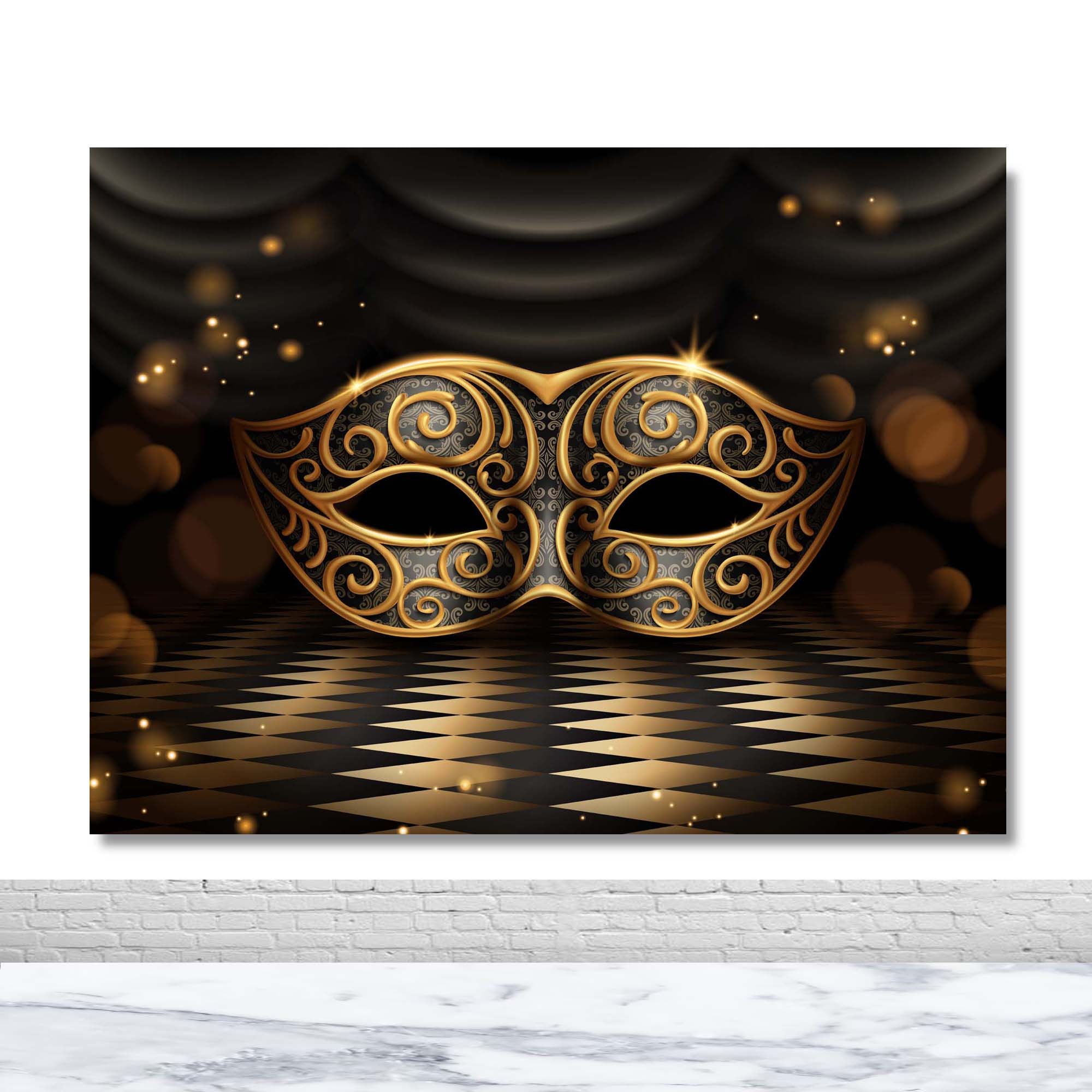 Carnival Masquerade Mardi Gras Photography Backdrop Gold Mask - Etsy