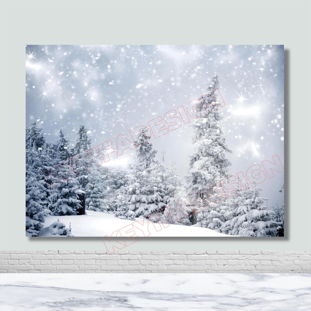 Snow Forest Backdrop Winter Scene Photography Background Christmas ...