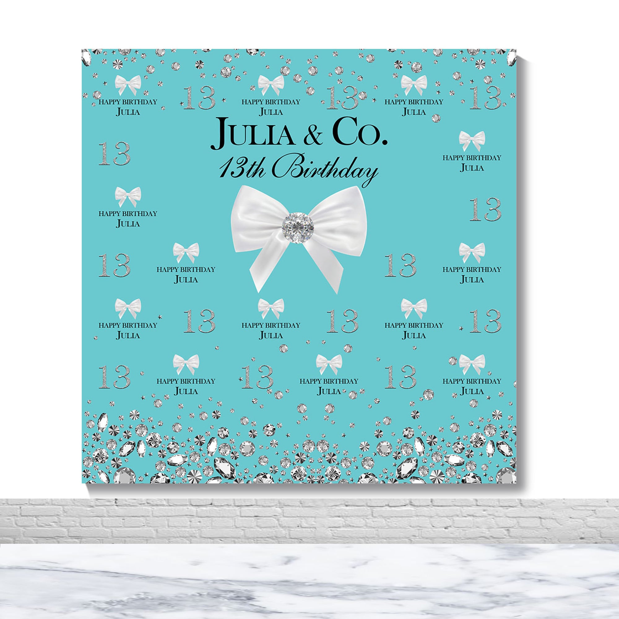 Happy 13th Birthday Photo Backdrop Birthday Party Turquoise Photography ...