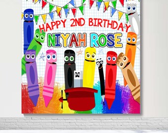 Happy Birthday Crayon Banner - Etsy