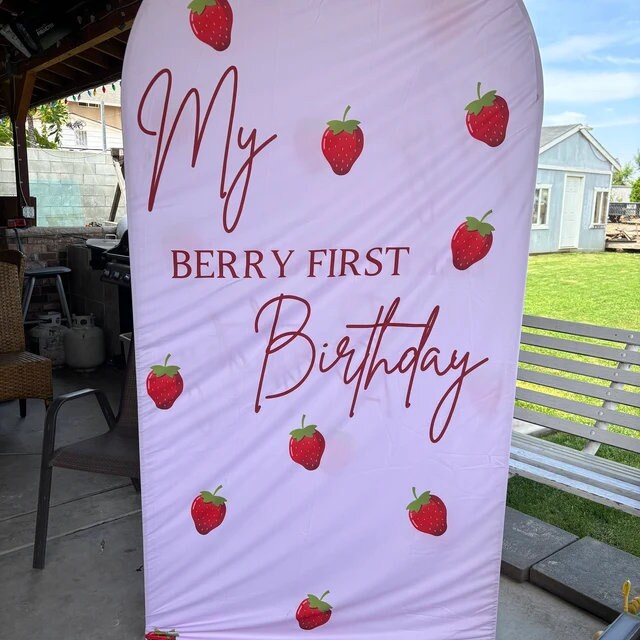 Strawberry Birthday Custom Arch Backdrop Berry First Birthday Arch ...