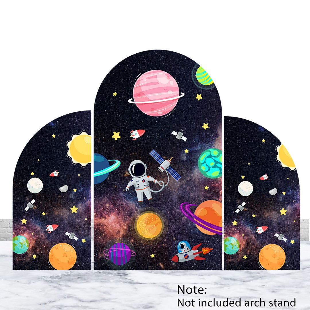 Outer Space Birthday Arch Backdrop Astronaut Rocket Planet Backdrop ...