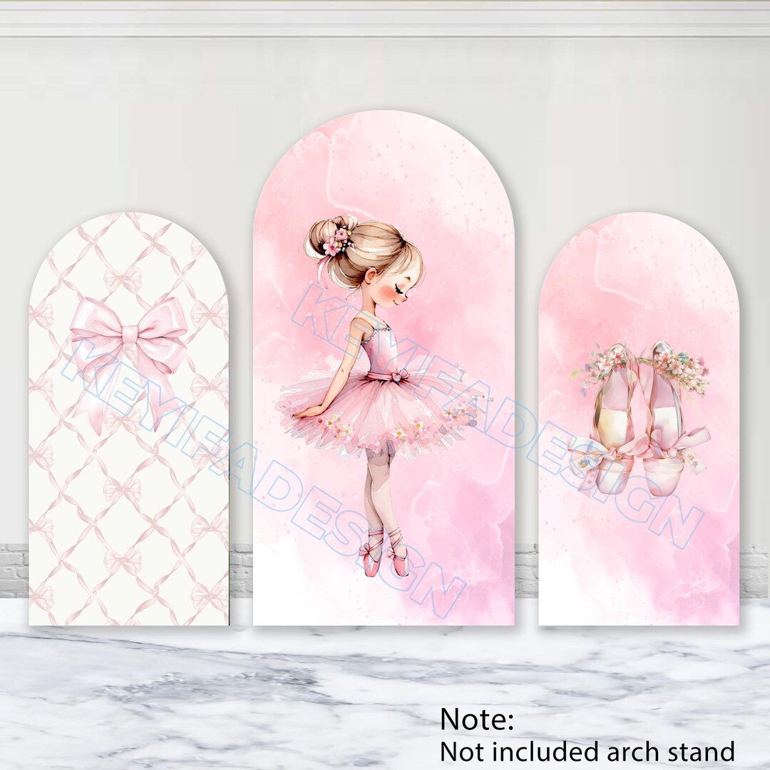 Ballerina Arch Cover Pink Bows Background Custom Polyester Double-sided ...