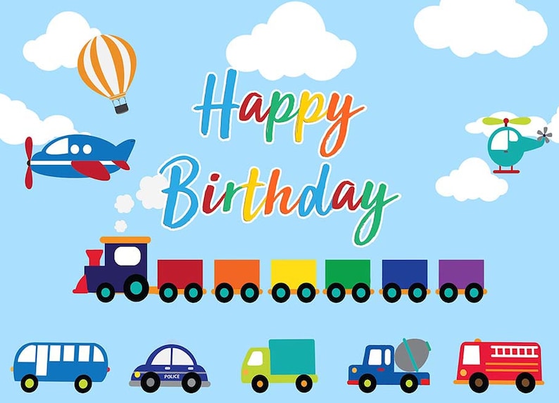 Transportation Party Photo Backdrop Boy Birthday Photography | Etsy