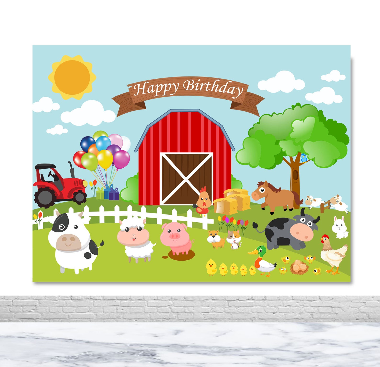 Farm Theme Birthday Photography Backdrop Animals Grass House - Etsy