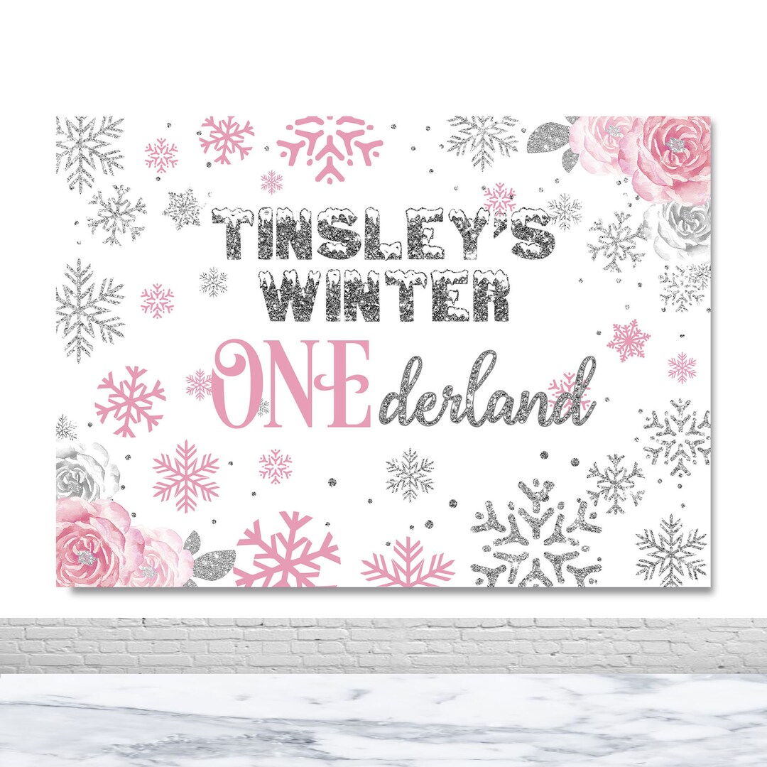 Winter Onederland Custom Photography Backdrop Snowflakes Flowers Photo ...