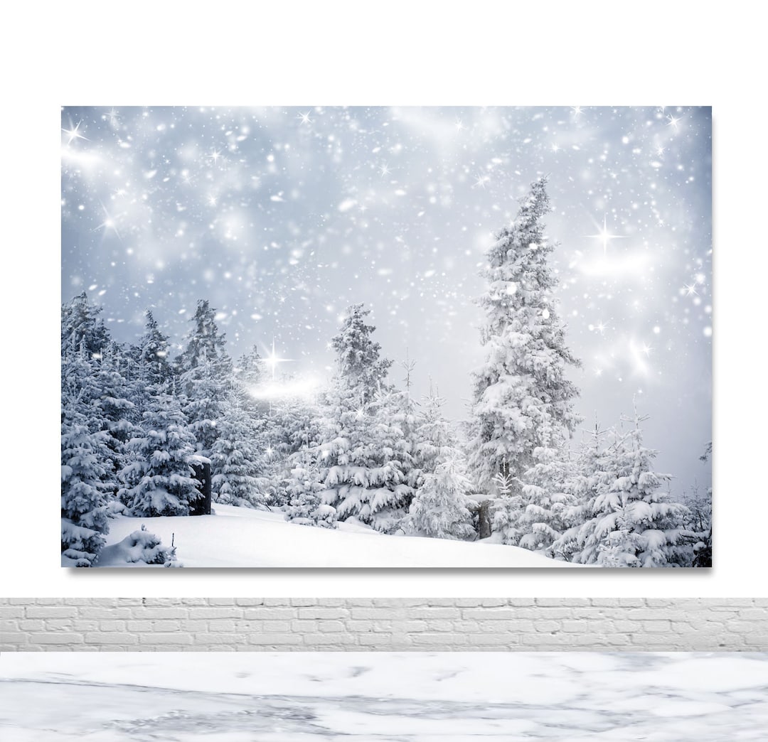 Winter Photography Backdrop Snow Covered Tree Forest Scenery Photo ...