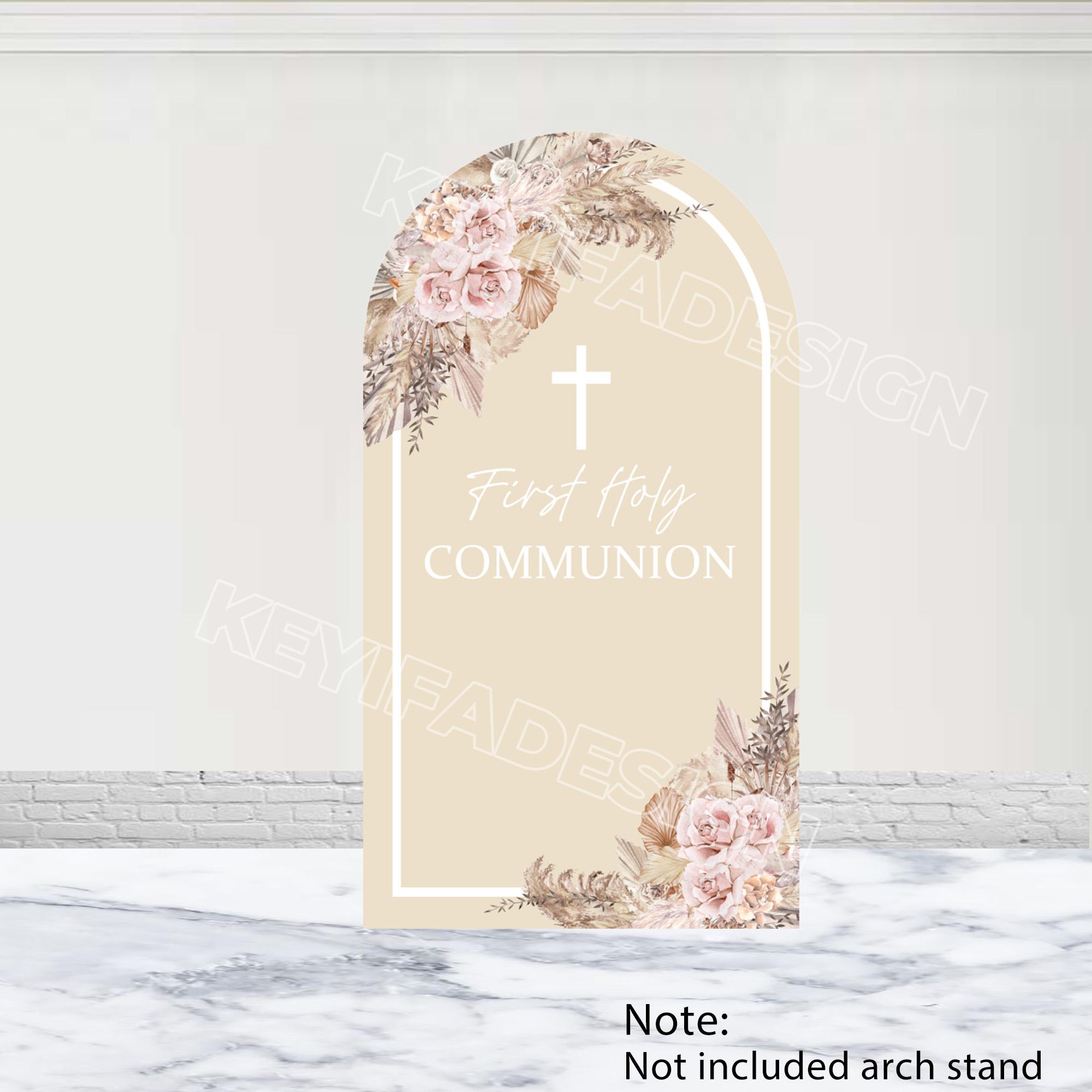 First Holy Communion Arch Backdrop God Bless Cross Background Custom ...