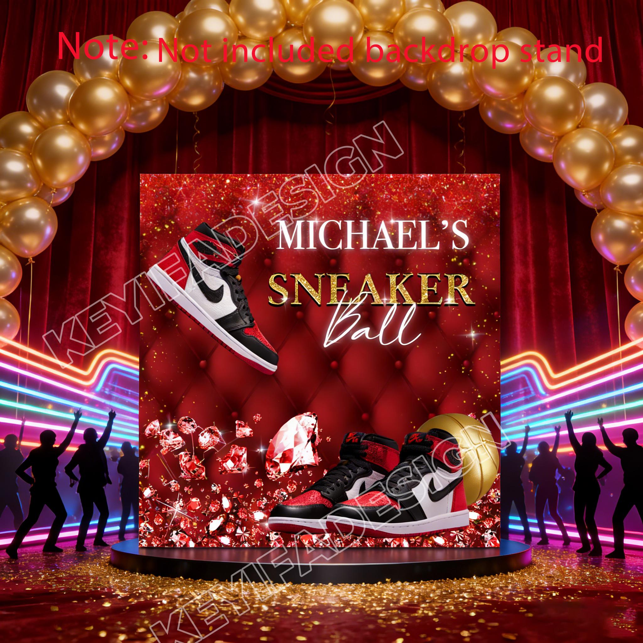 Sneaker Ball Birthday Backdrop Custom Sneaker Gala Background ...